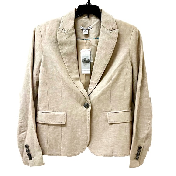 Dalia Collection | Jackets & Coats | Dalia Collection Beige Linen ...